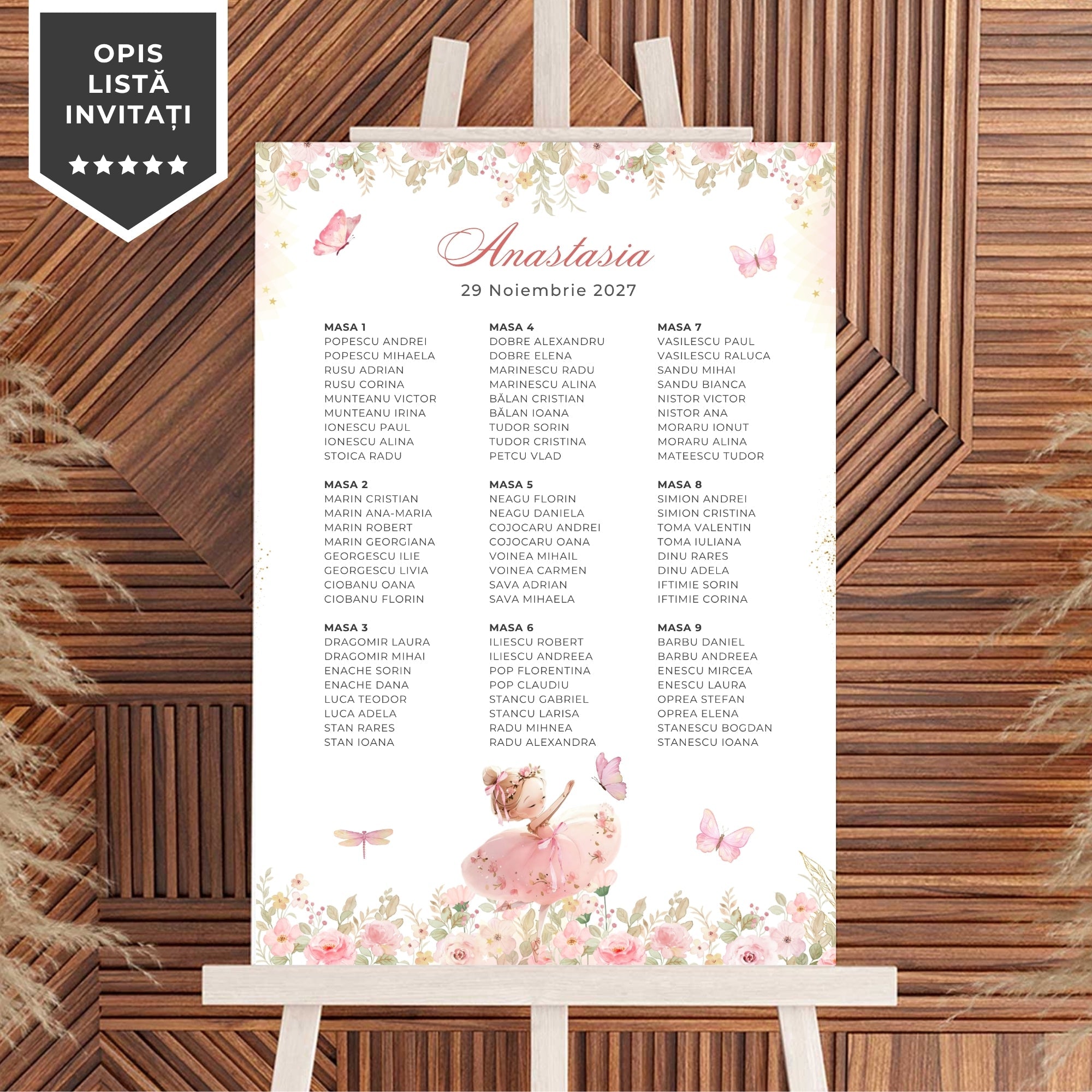 Opis, Lista Invitati, Meniuri, Numere Mese Place Card - Modele 2026